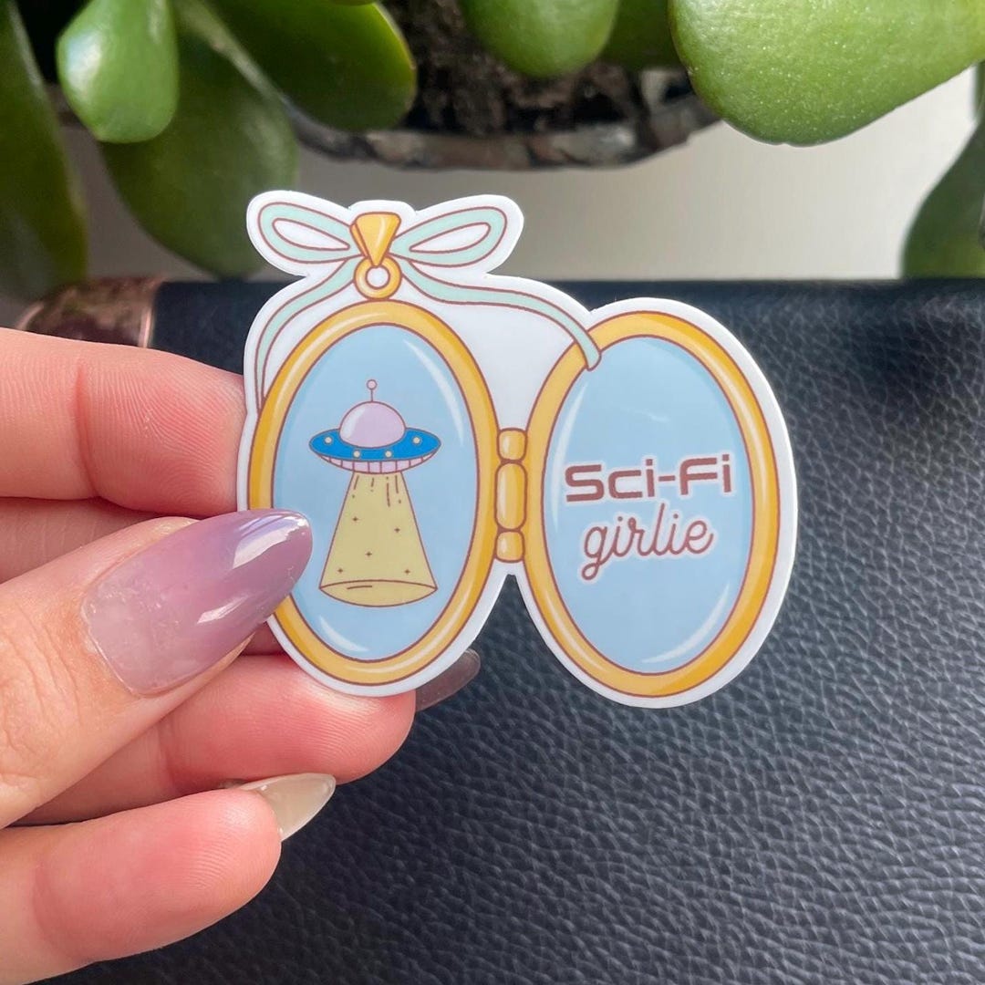 Sci-fi Girlie Locket Sticker | Aesthetic Bookish Decal for Kindle ...