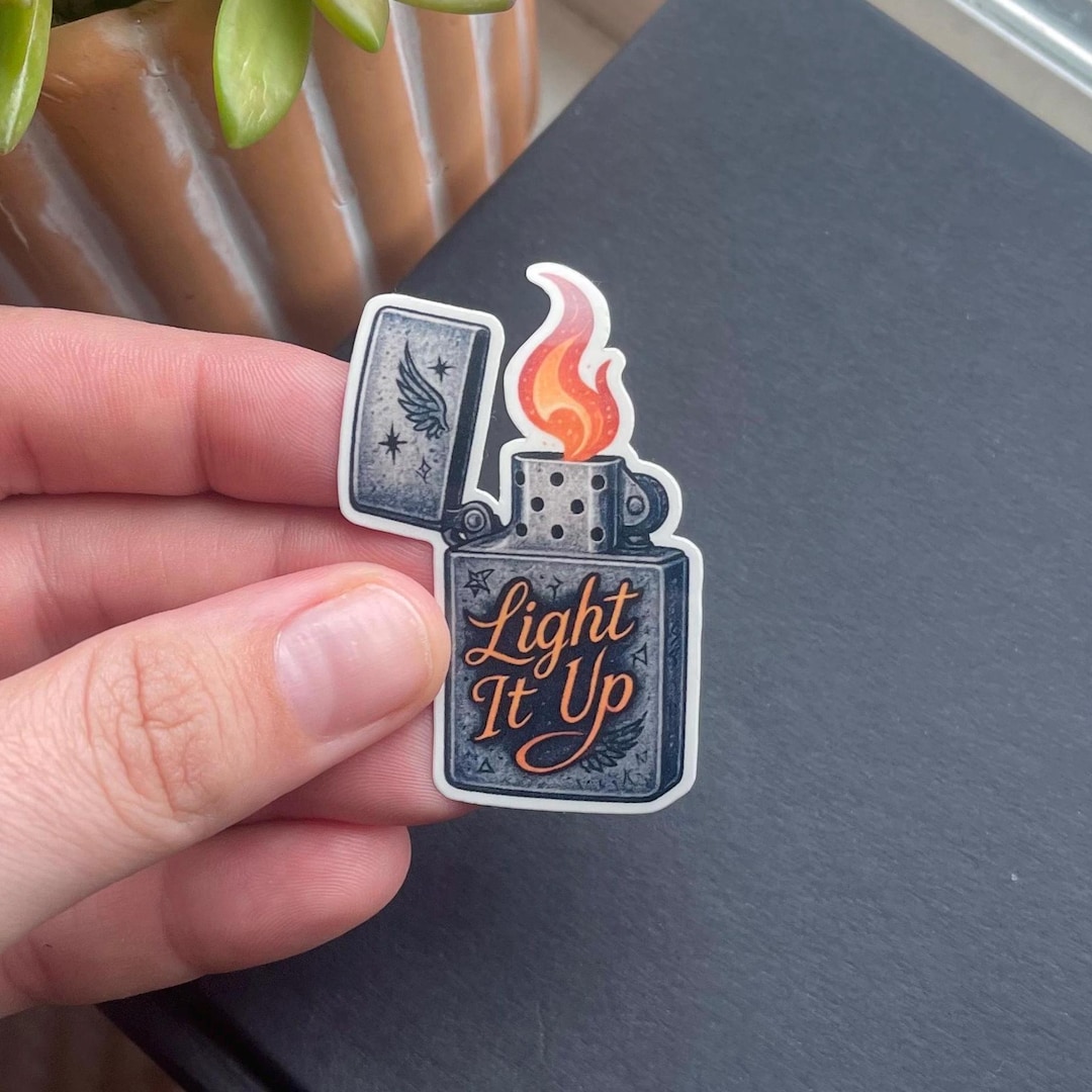 Light It up Retro Lighter Sticker | Crescent City Bookish Decal for ...