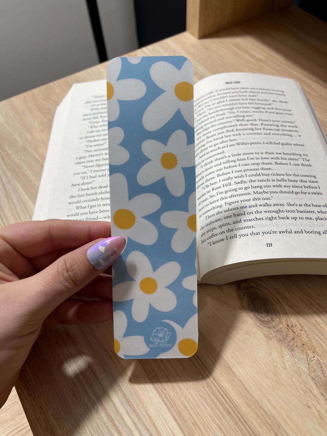 Light Blue Floral Bookmark | Aesthetic Flower Bookmark for Book Lovers ...