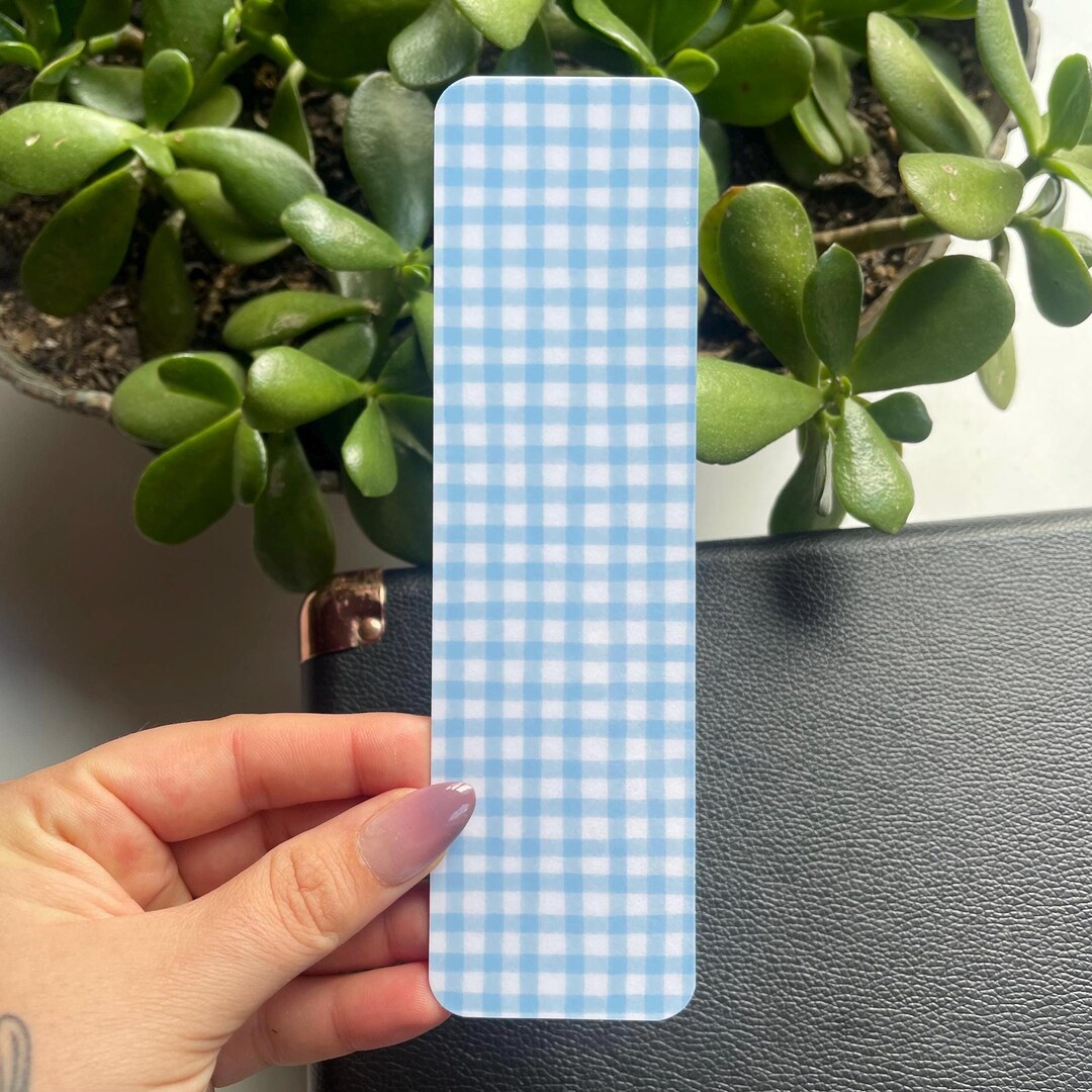 Light Blue Gingham Bookmark | Soft and Classic Checkered Design ...