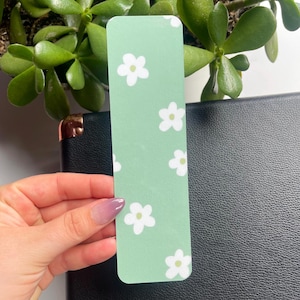 Pale Green Floral Bookmark | Aesthetic Laminated Bookmark for Book ...
