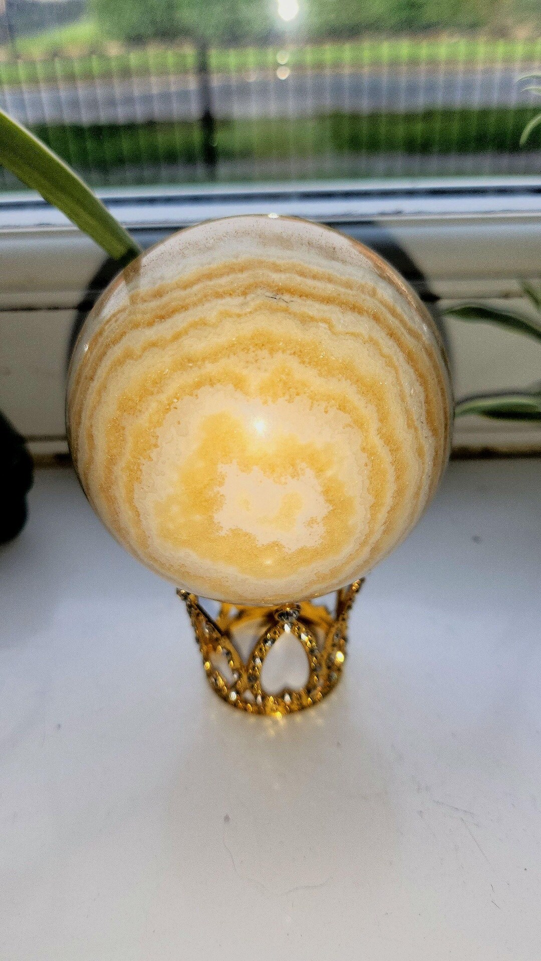 Banded Honey Calcite Sphere: Yellow Onyx Crystal - Etsy