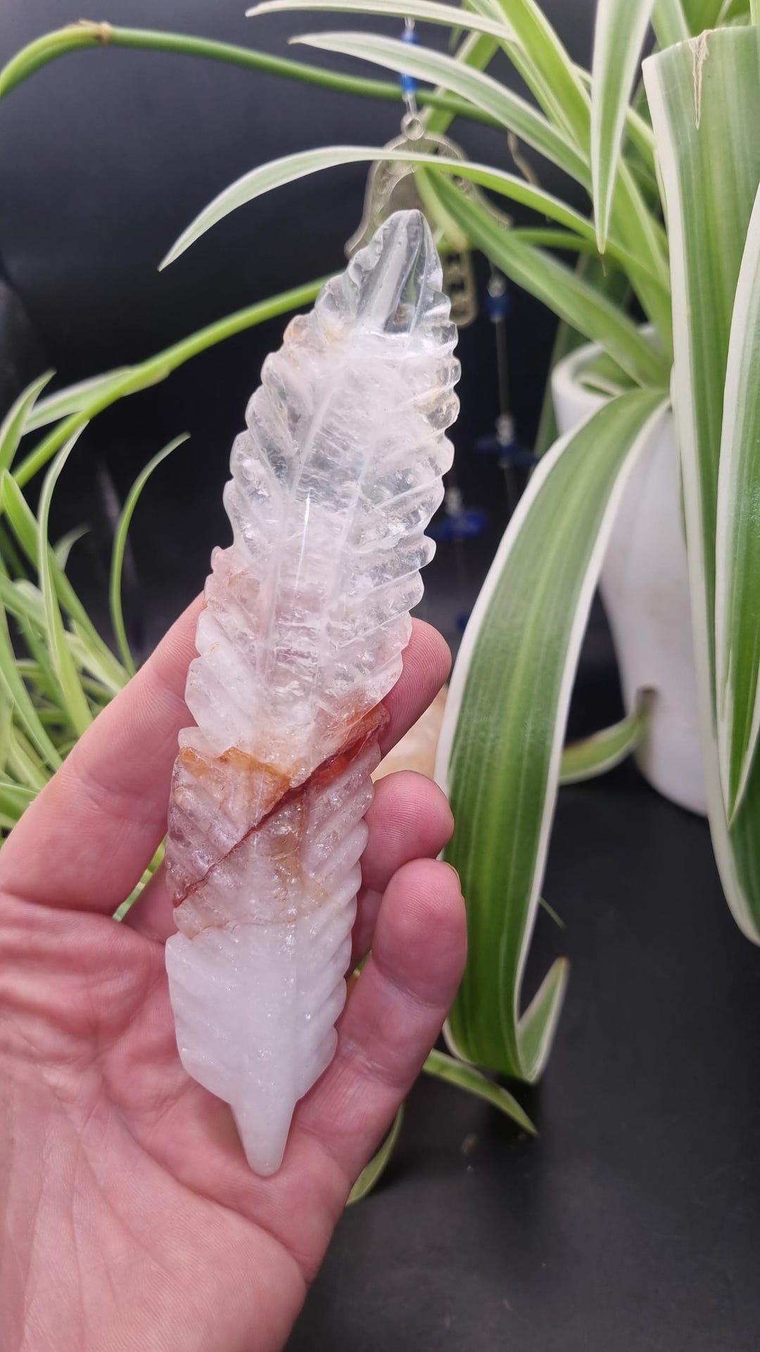 Fire Quartz Feather Crystal Carving, Gemstone Carving - Etsy
