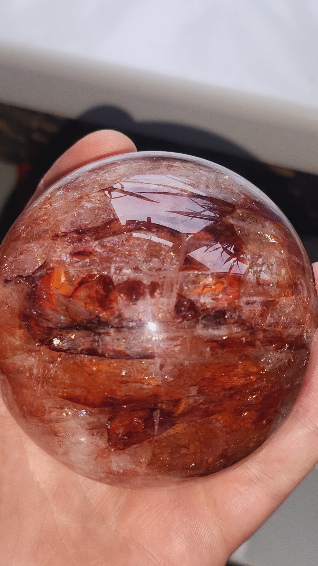 Large Fire Quartz Sphere, Red Quartz Sphere, Hematoid Quartz Sphere ...