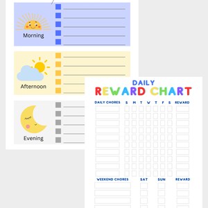 Editable Chore Chart for Kids Daily Checklist Weekly Routine - Etsy