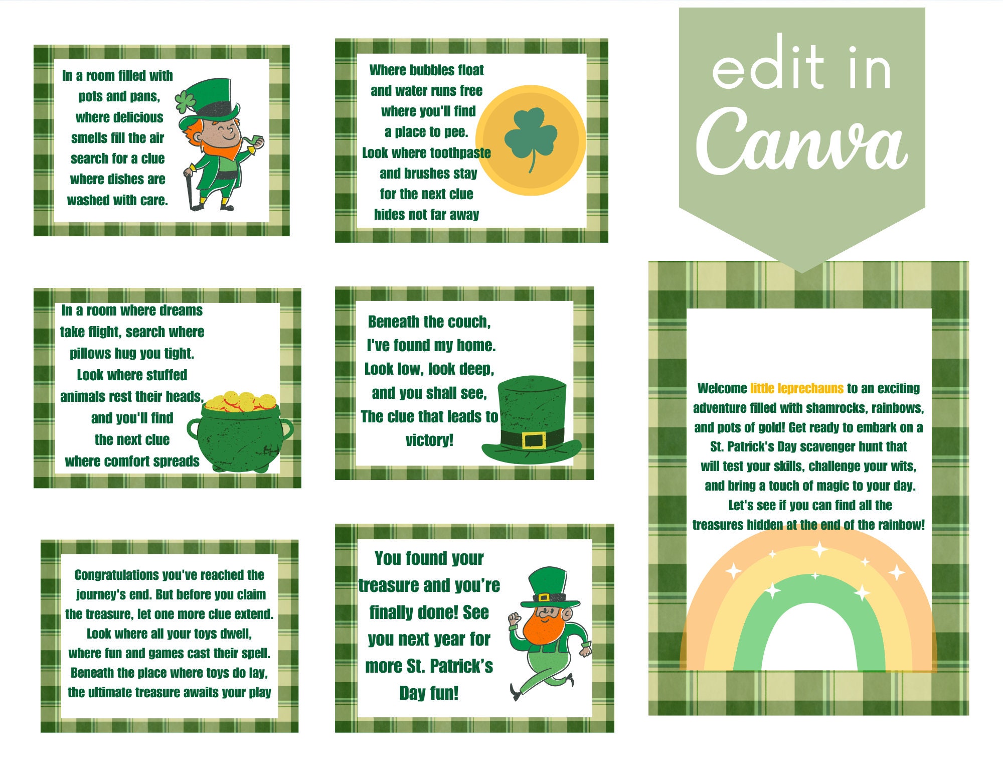 Indoor St. Patricks Day Scavenger Hunt for Kids, St Patricks Day Game ...