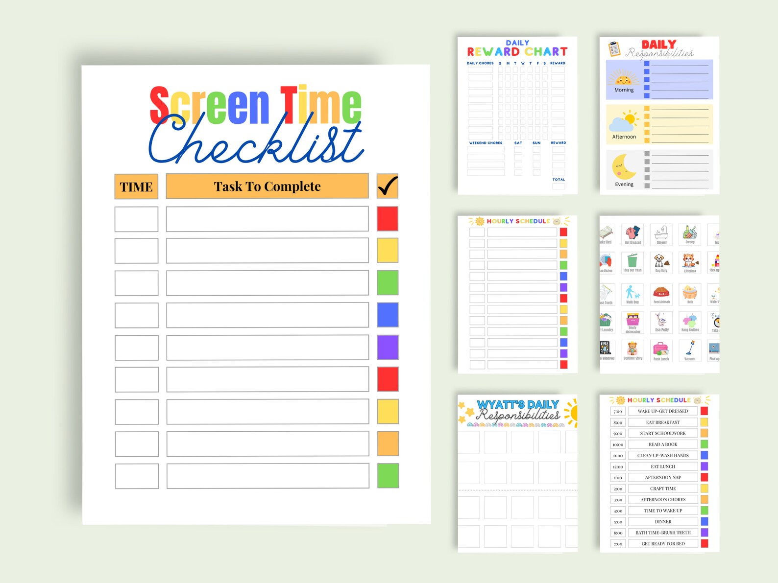 Editable Chore Chart for Kids Daily Checklist Weekly Routine Chart ...