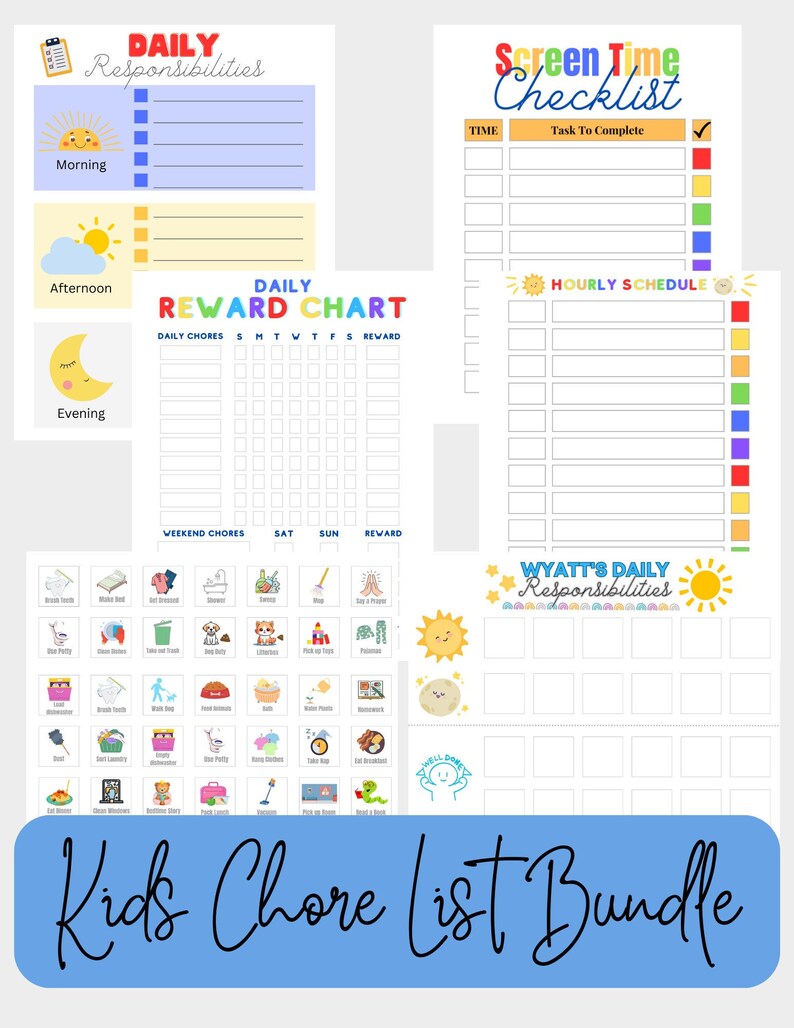 Editable Chore Chart for Kids Daily Checklist Weekly Routine - Etsy