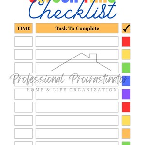Editable Screen Time Checklist Kids Daily Checklist Hourly Chart ...