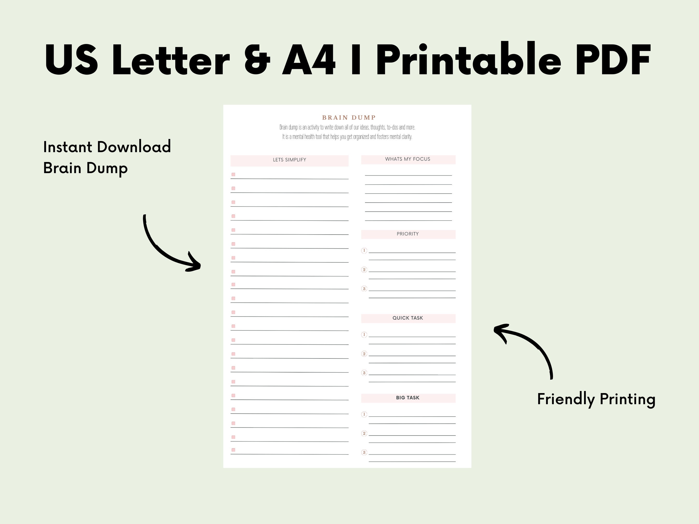 Brain Dump Printable, ADHD Planner, to Do List Template, Task List ...