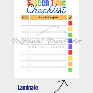 Editable Screen Time Checklist Kids Daily Checklist Hourly Chart ...