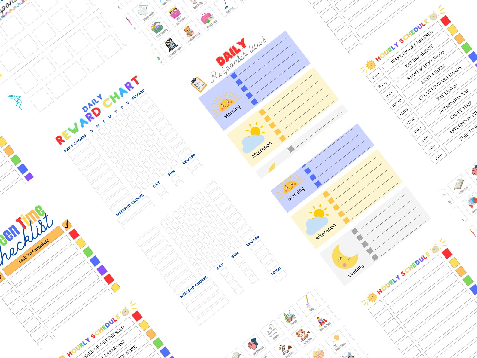 Editable Chore Chart for Kids Daily Checklist Weekly Routine Chart ...