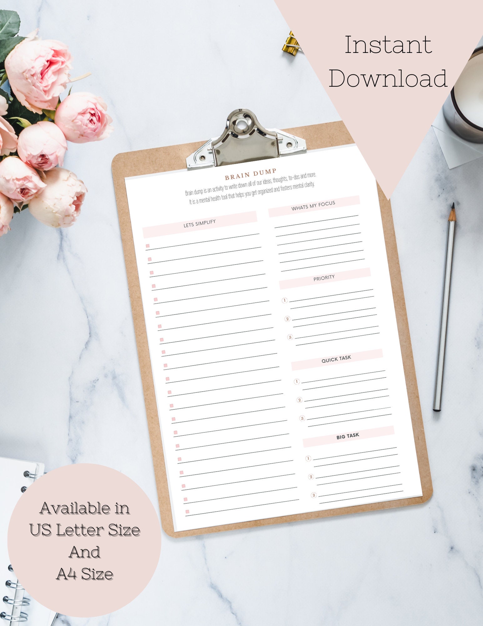 Brain Dump Printable, ADHD Planner, to Do List Template, Task List ...