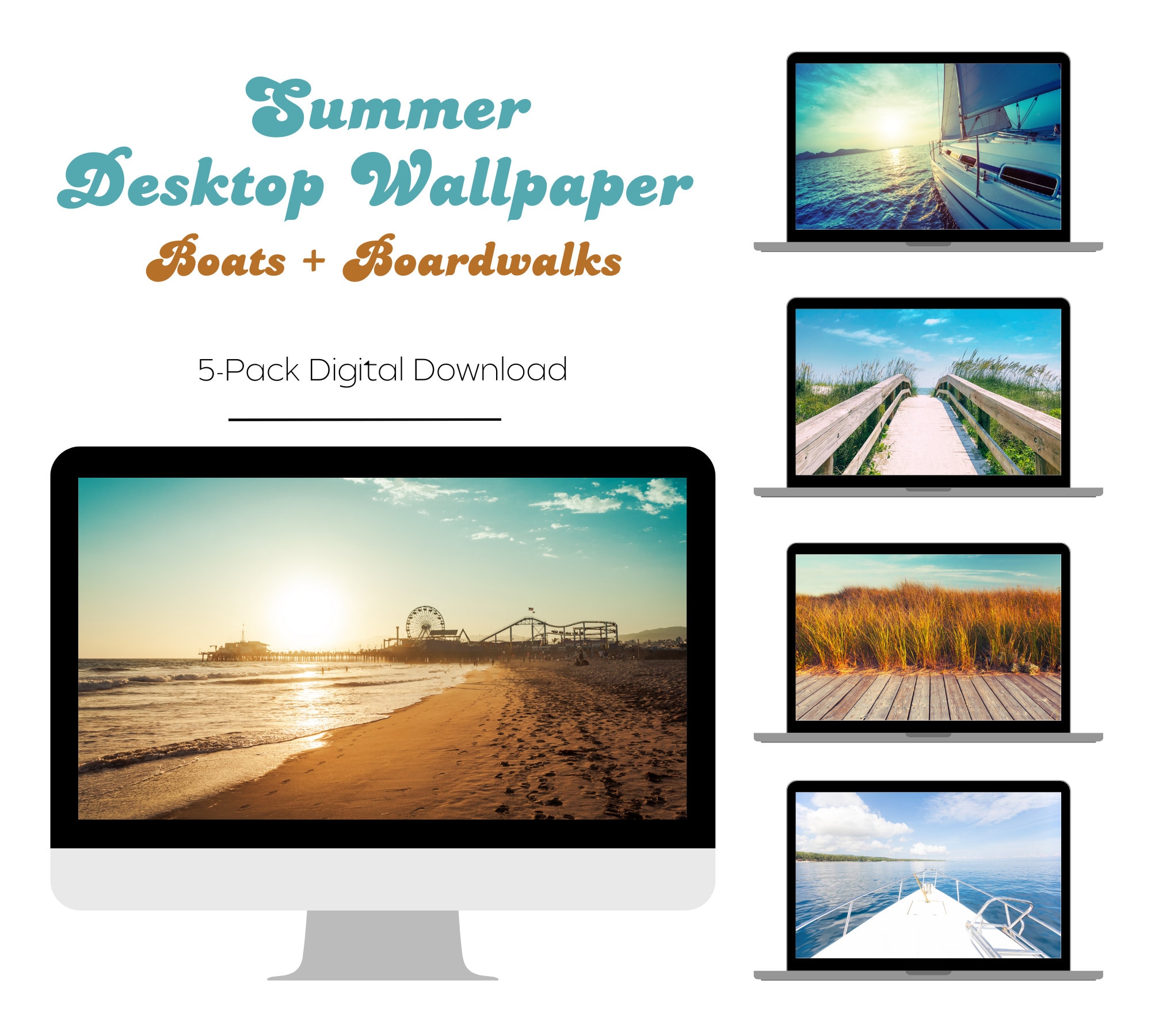 Summer Desktop Wallpaper - Boats + Boardwalk Scenes (5-pack!) - Etsy