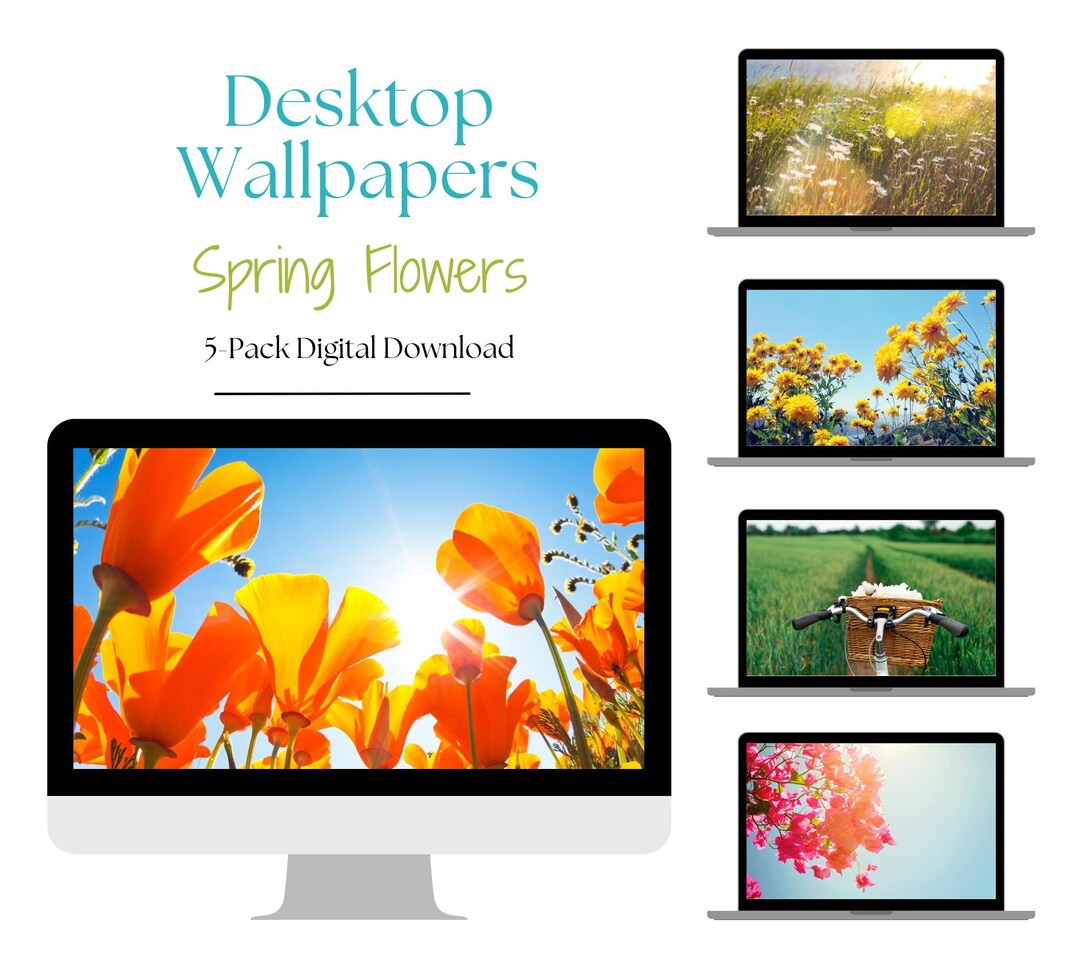 Spring Flowers - Desktop Wallpaper (5 Pack) - Etsy
