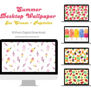Summer Desktop Wallpaper - Cute Popsicle and Ice Cream Themed 10-pack ...