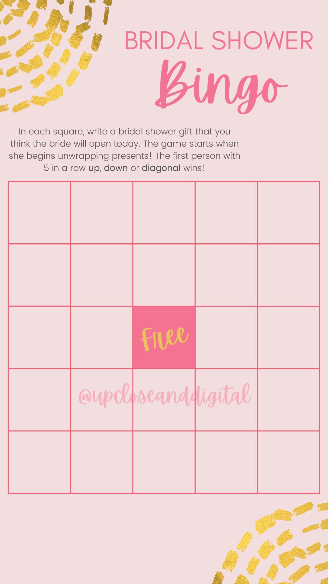 Bridal Shower Games - Bingo Card Printable - Pretty in Pink - Etsy