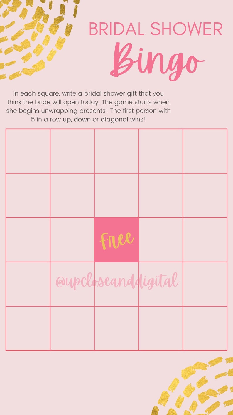 Bridal Shower Games - Bingo Card Printable - Pretty in Pink - Etsy