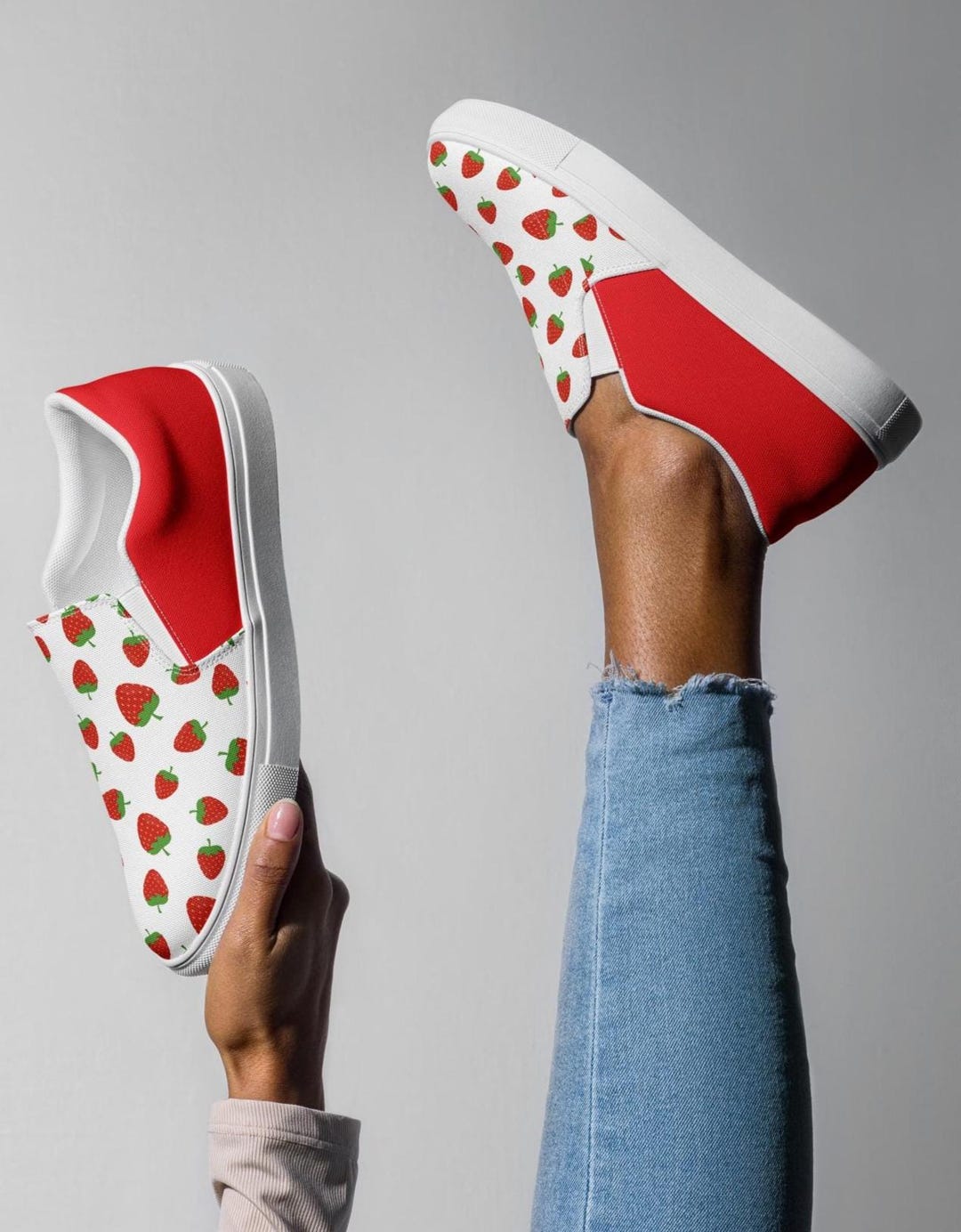 Strawberry Mayhem | Fruit | Colorful Women’s Slip-on Canvas Shoes ...