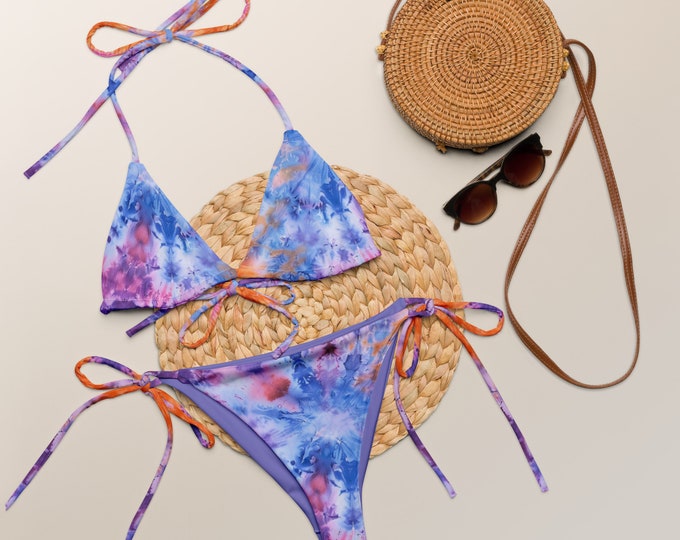 Tye Dye Purple String Bikini Beach Day, Comfortable, Colorful Pattern ...