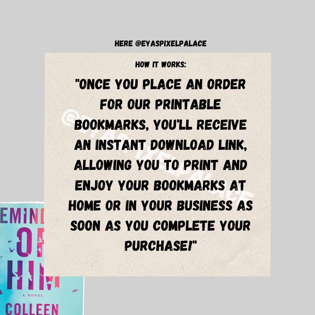 Printable Bookmarks SET - Reminders of Him - Colleen Hoover Bookmarks ...