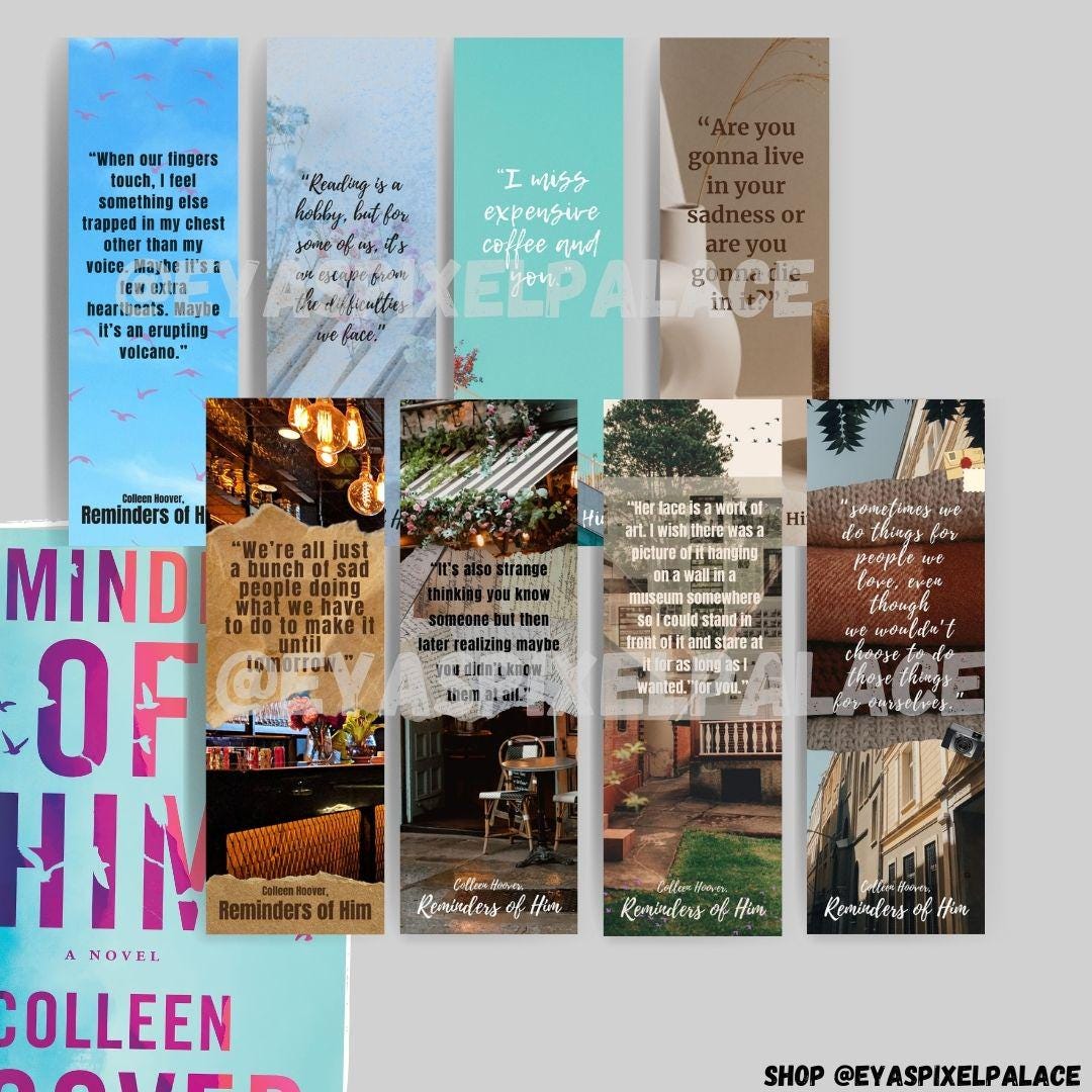Printable Bookmarks SET - Reminders of Him - Colleen Hoover Bookmarks ...
