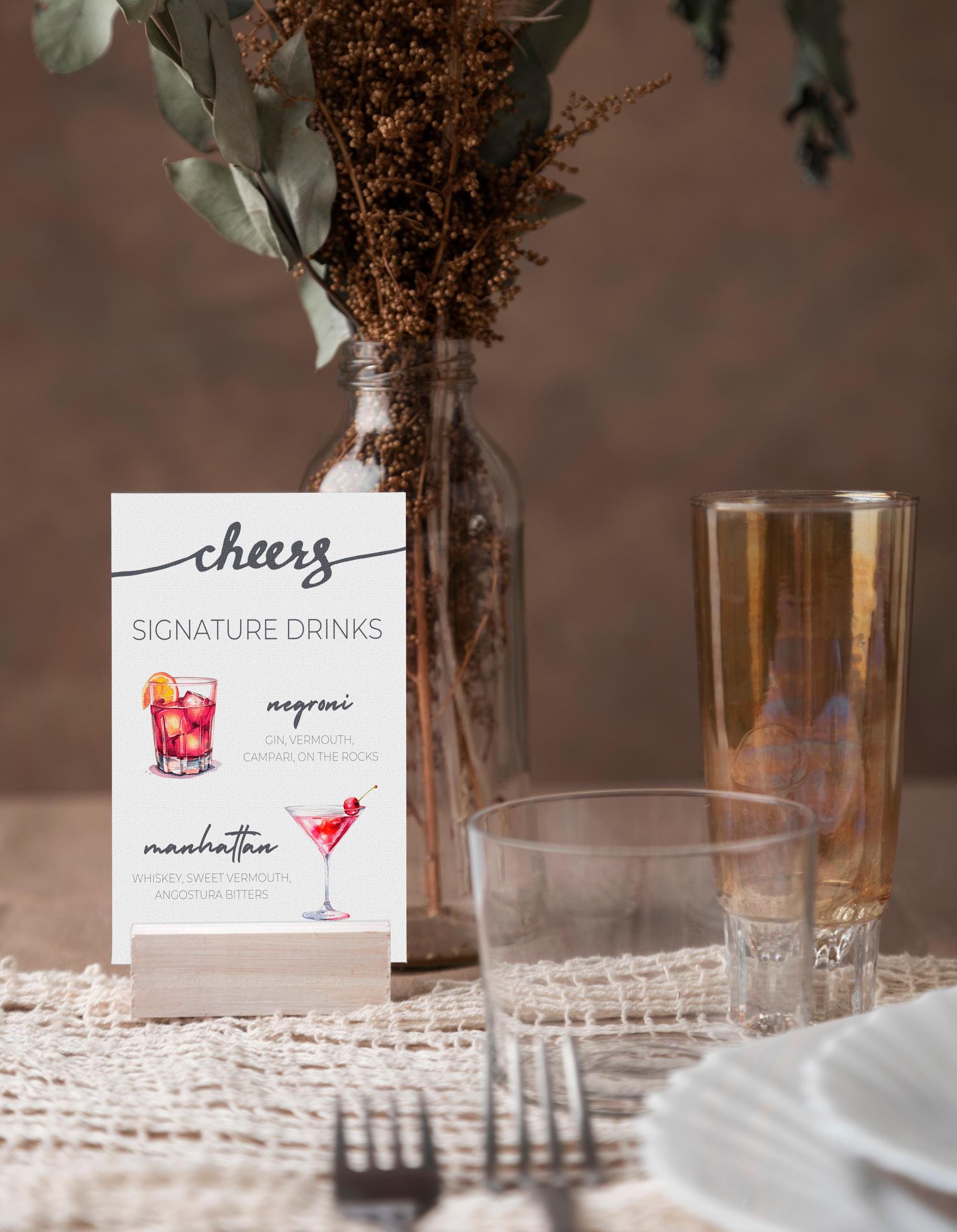 Signature Drinks Bar Menu Sign: Editable Template With Featured ...