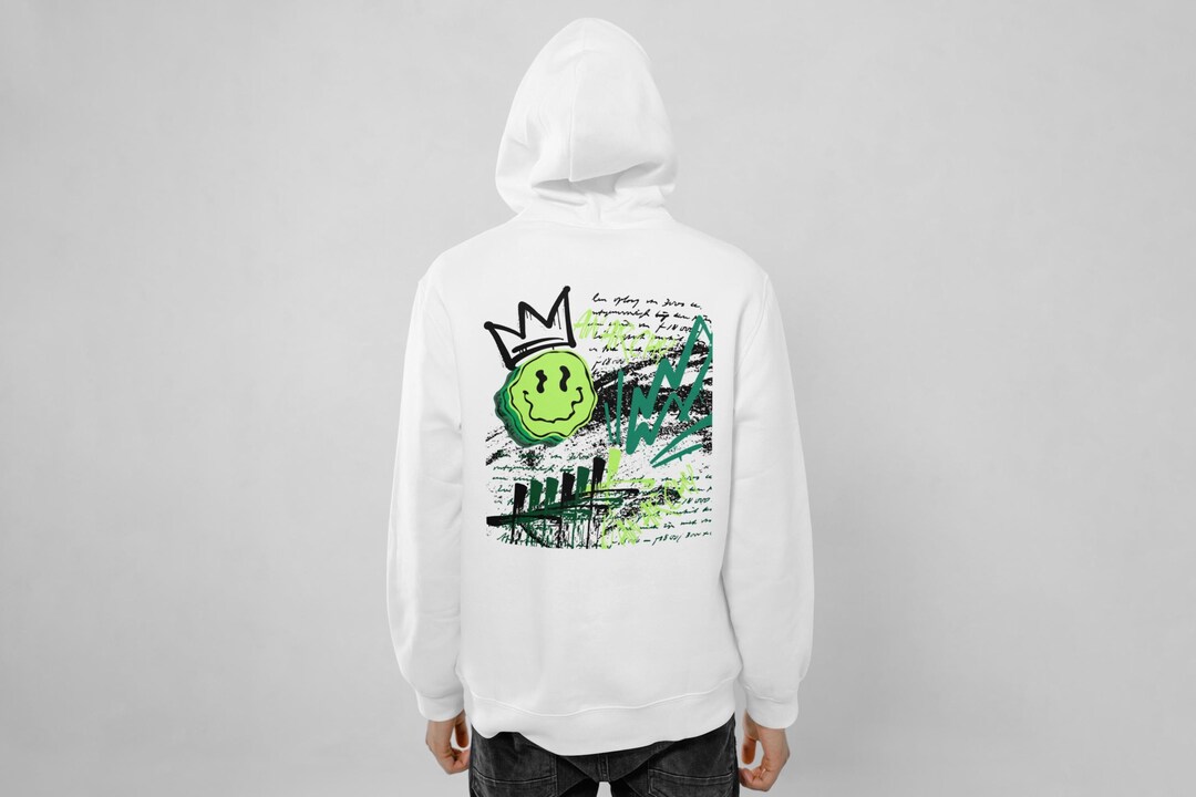 Anarchy Three-panel Fleece Hoodie for Men, Neon Green Grunge Hooded ...