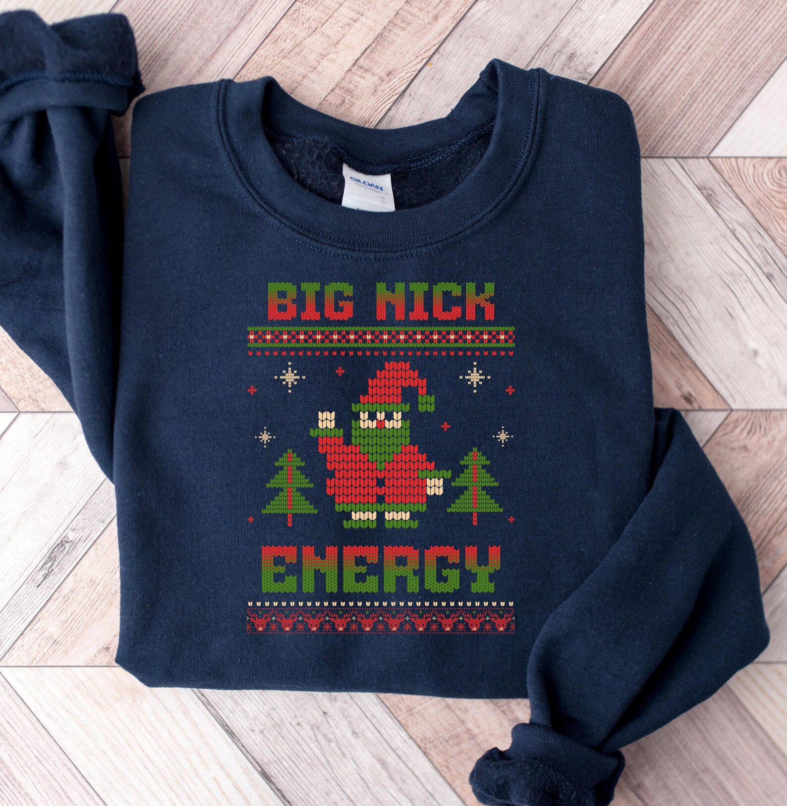 Christmas Pixelated Big Nick Energy Unisex Sweatshirt, Holiday Jumper ...