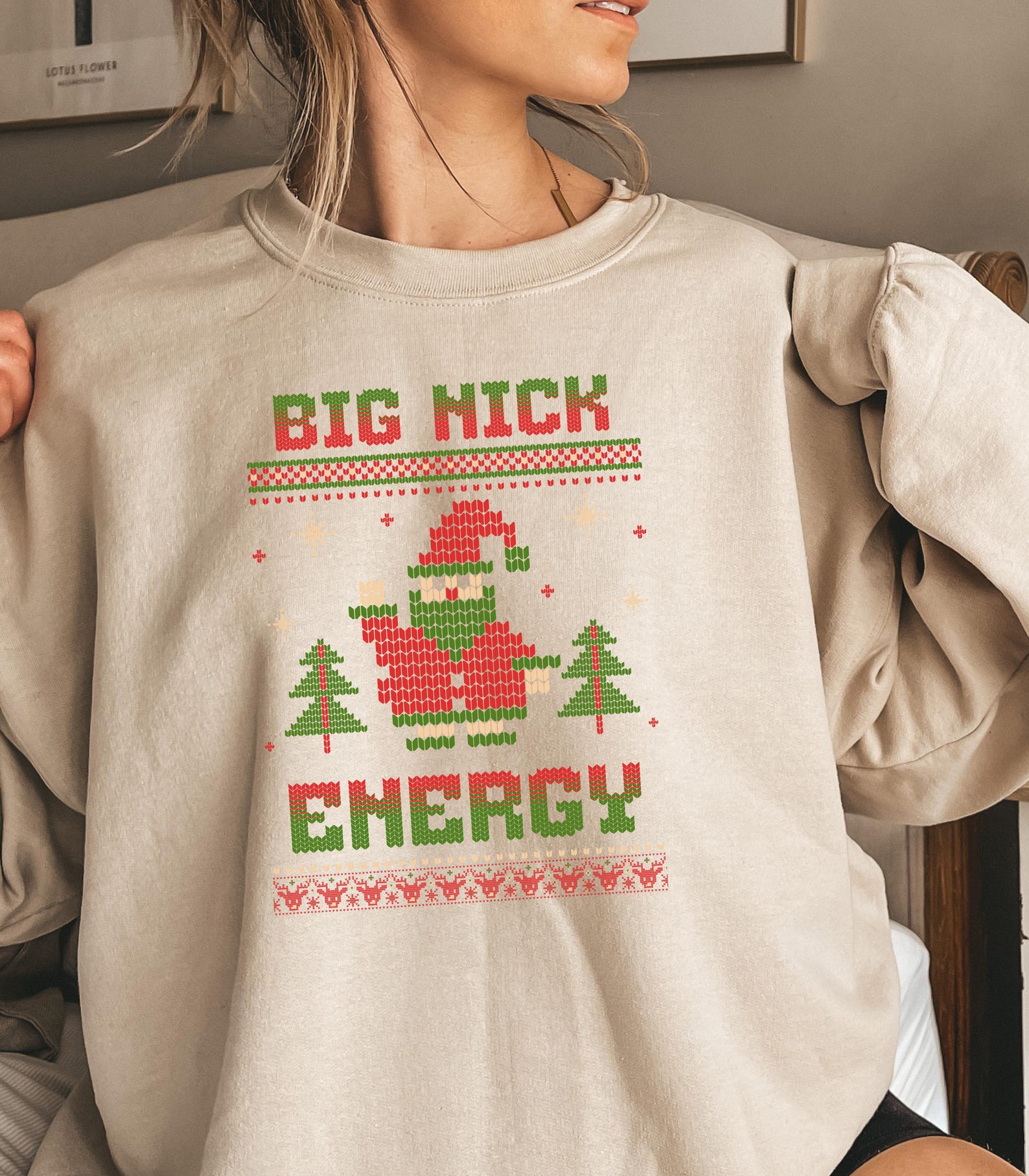 Christmas Pixelated Big Nick Energy Unisex Sweatshirt, Holiday Jumper ...