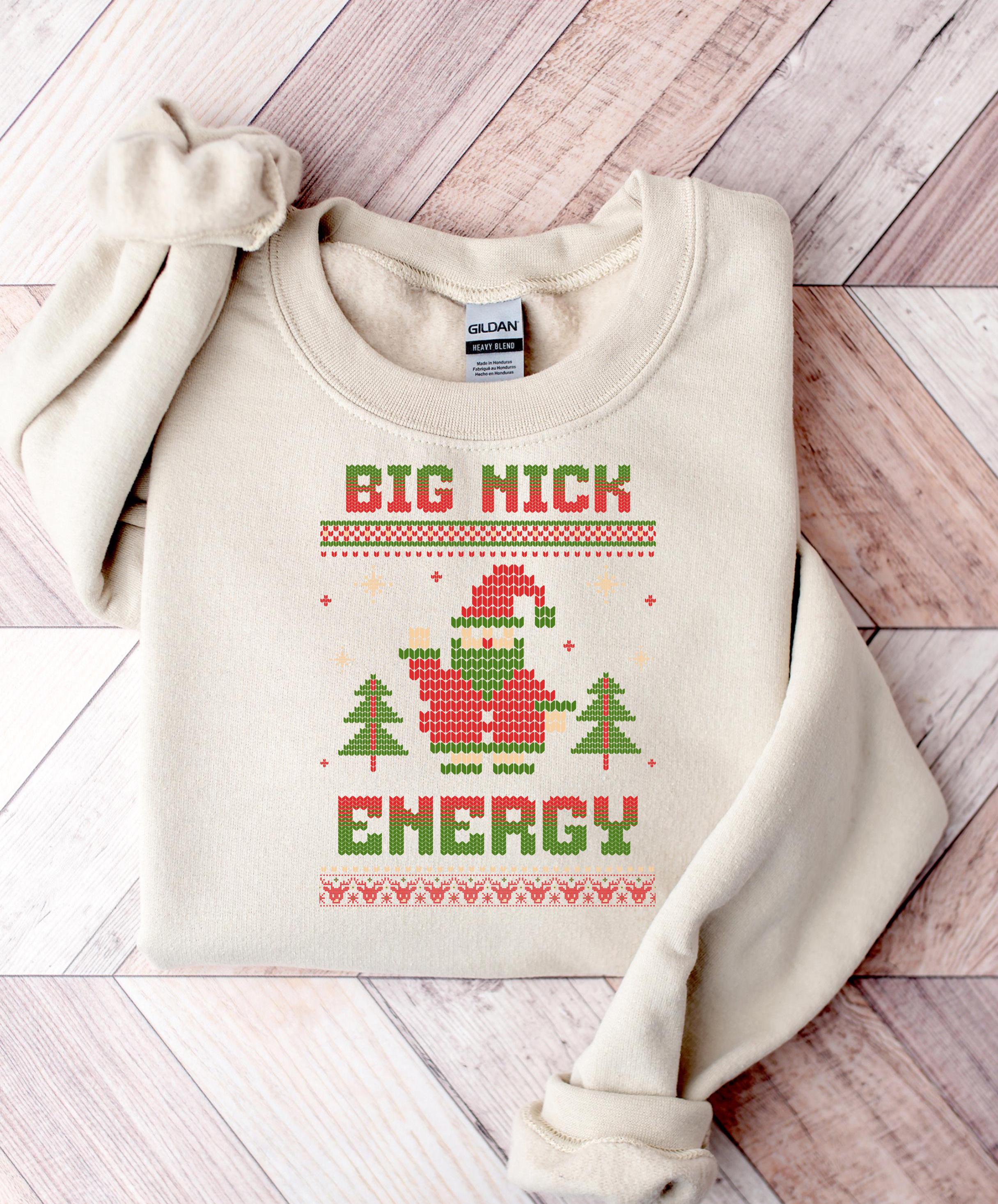 Christmas Pixelated Big Nick Energy Unisex Sweatshirt, Holiday Jumper ...