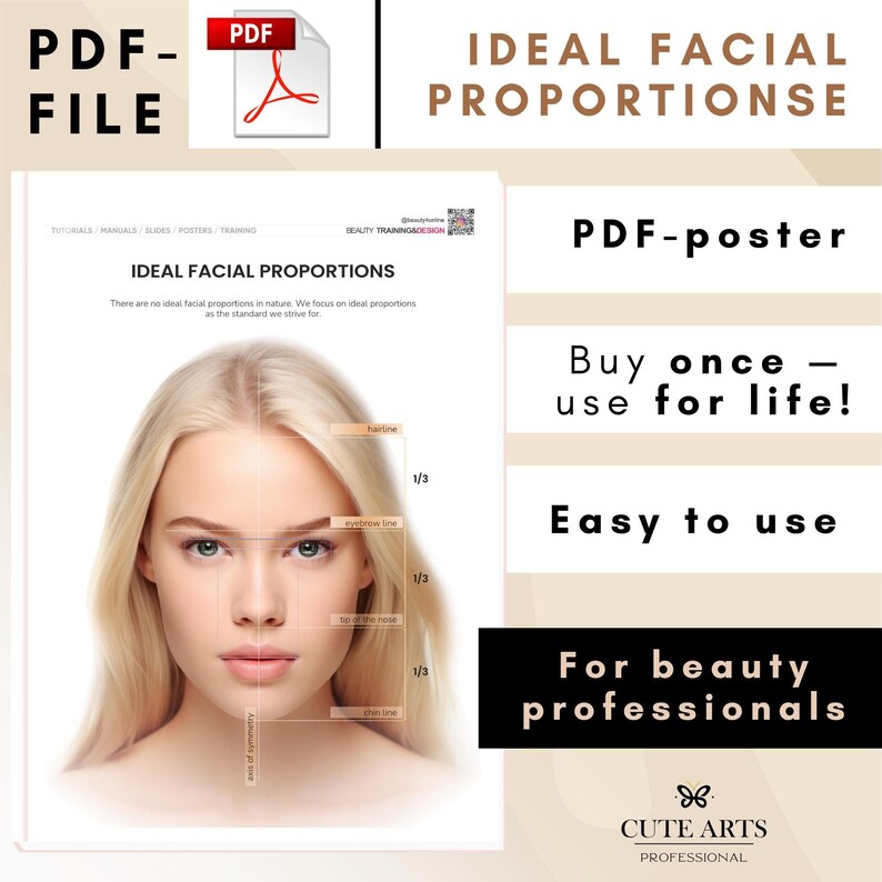 Poster Printable PDF ideal Facial Proportions PMU Wall Decor Skincare ...