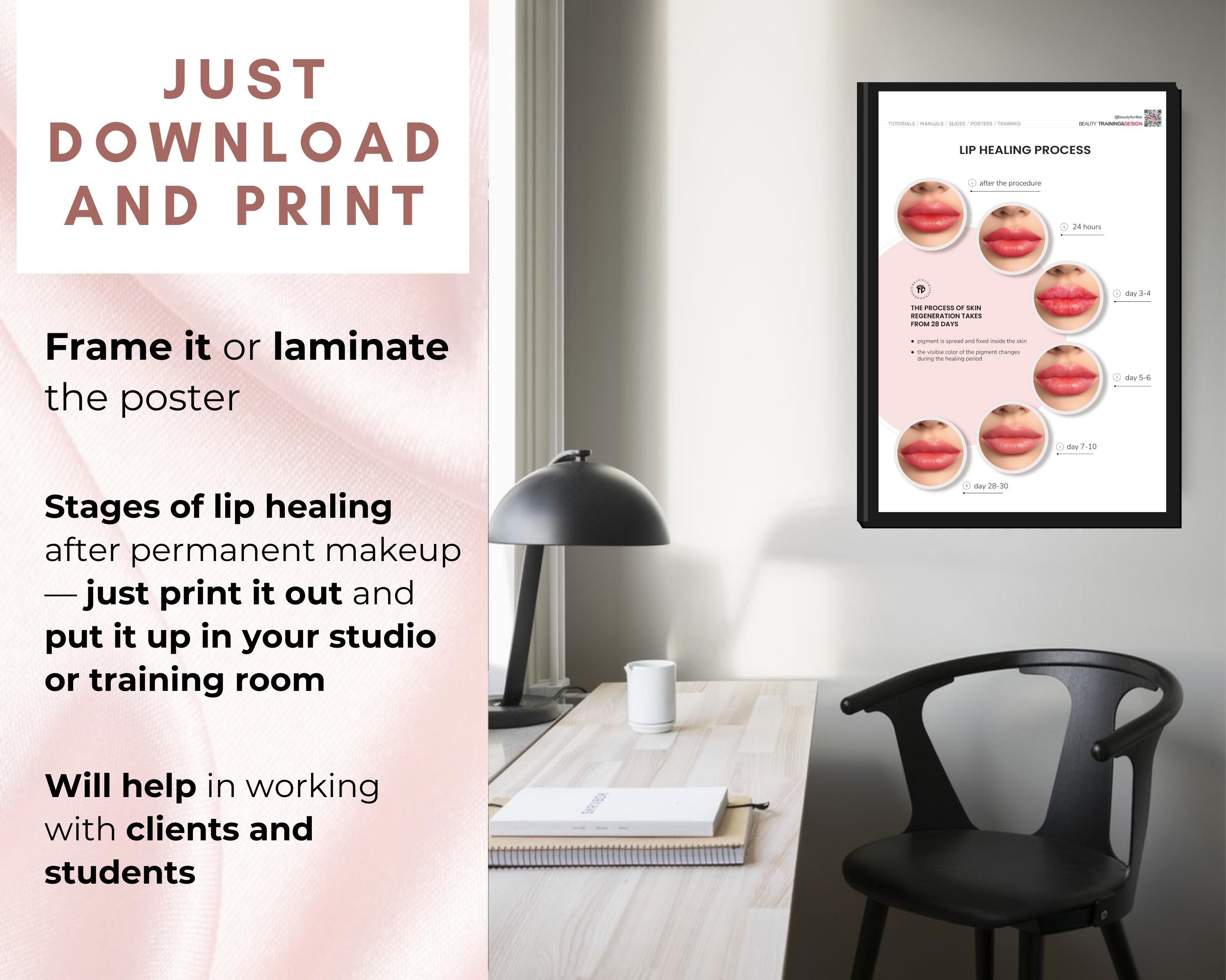 Poster Printable PDF ”lip Healing Process” PMU Decor Skincare Lip Blush ...