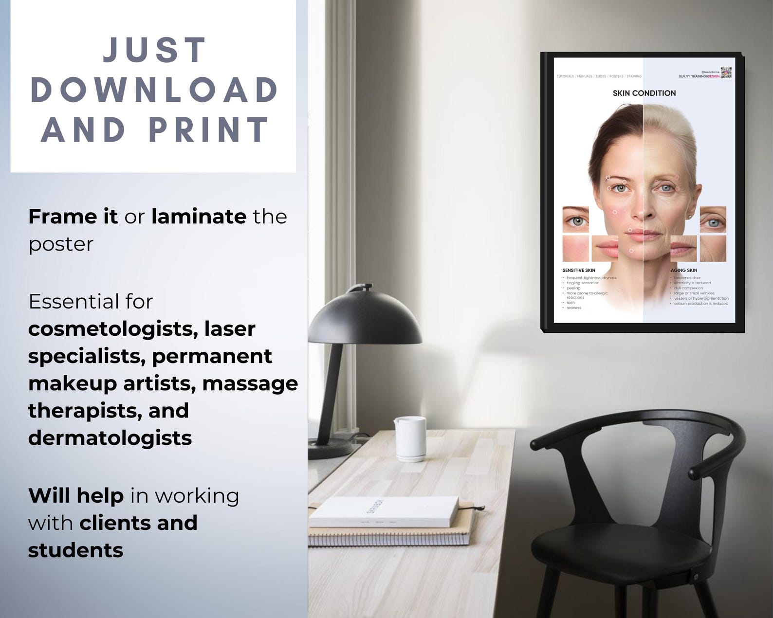 Poster Printable PDF ”skin Condition” Wall Decor Skincare Skin Anatomy ...