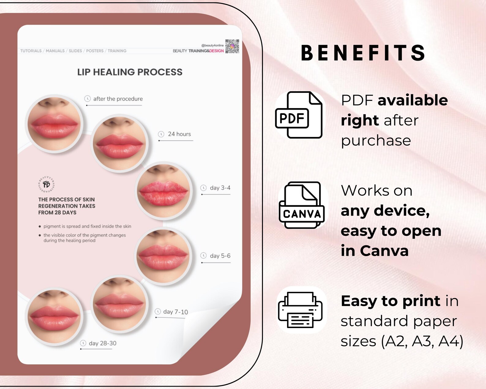 Poster Printable PDF ”lip Healing Process” PMU Decor Skincare Lip Blush ...