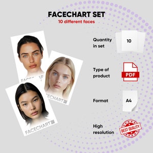 Set of 10 Face Charts - Etsy