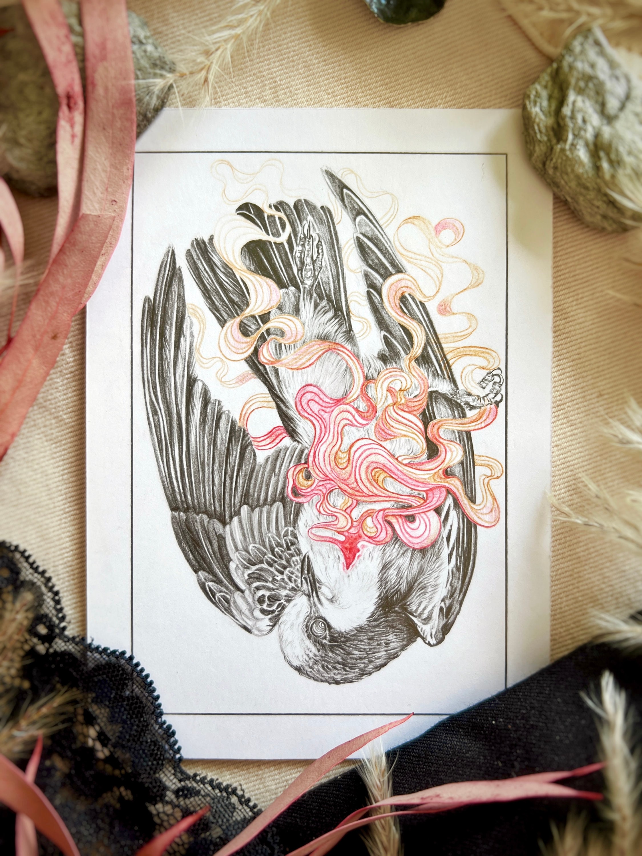 Red Smoke - Original Drawing - Etsy