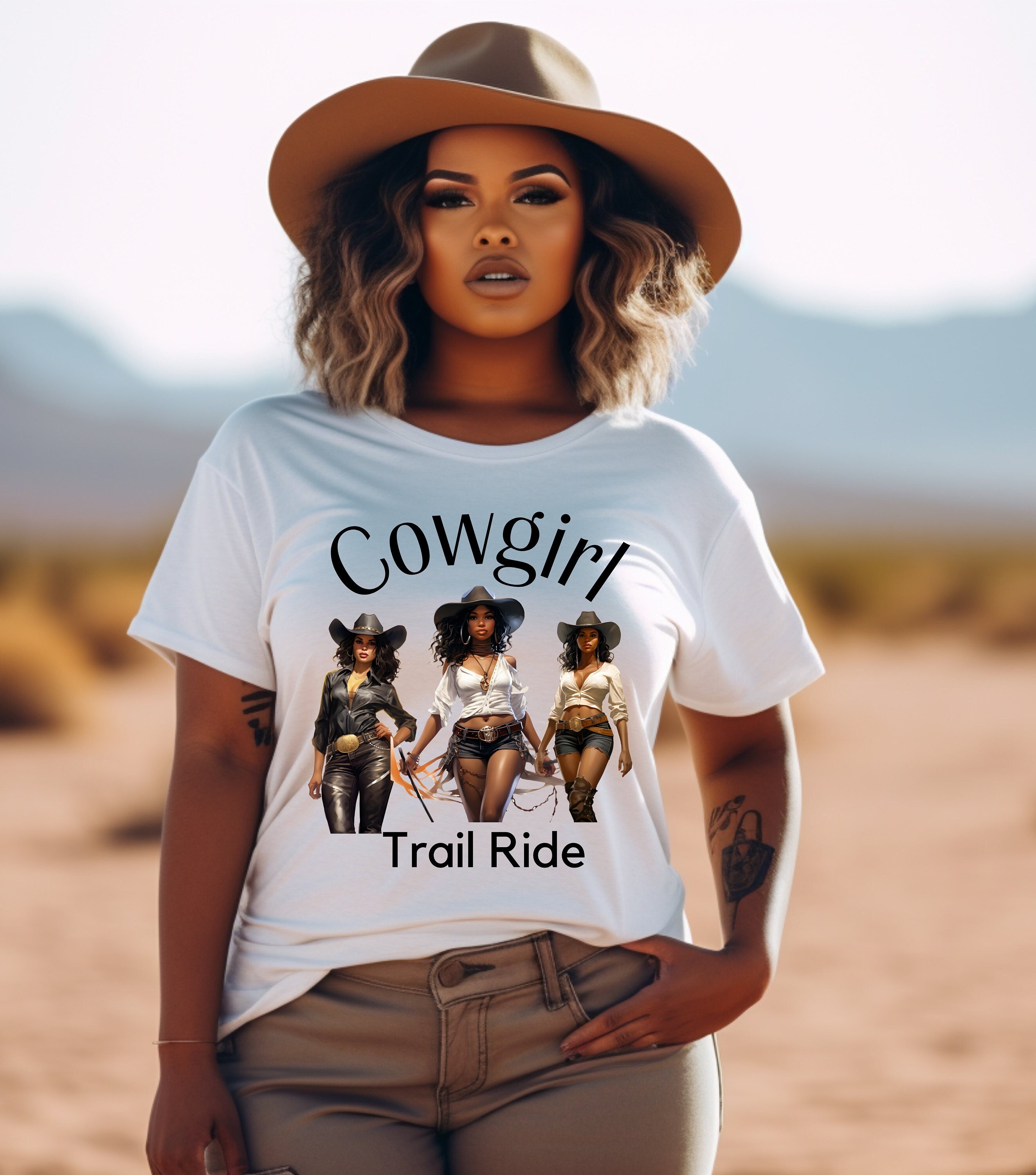 Black Cowgirl Trail Ride T-shirt, Melanin Cowgirl, Black Cowgirl Barbie ...