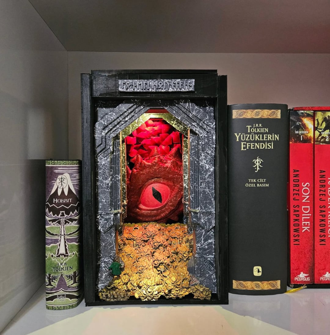 Smaug, Erebor, Hobbit, LOTR Bookend Booknook STL - Etsy