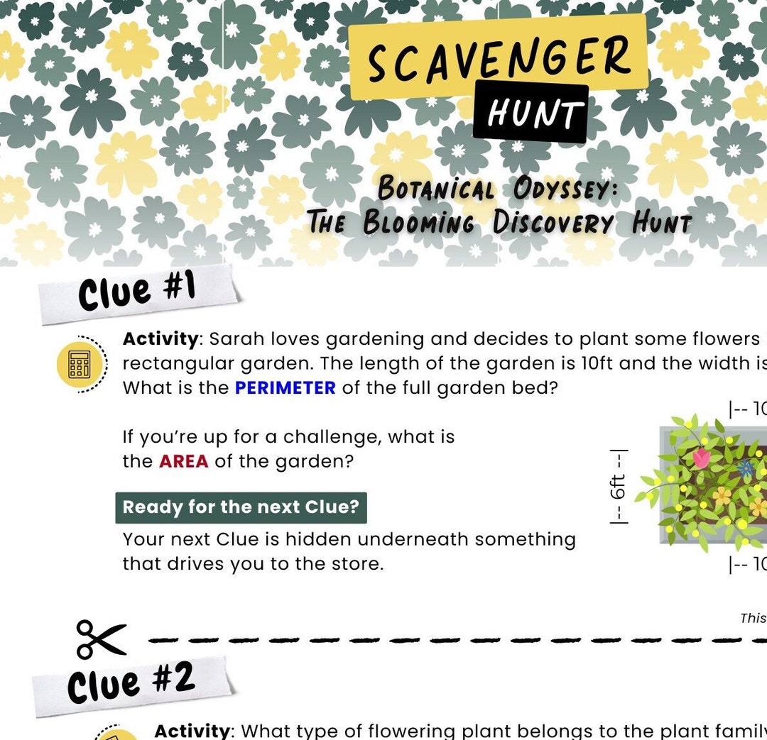 Educational Scavenger Hunt - 4th-5th Grade (botanical Odyssey) - Etsy