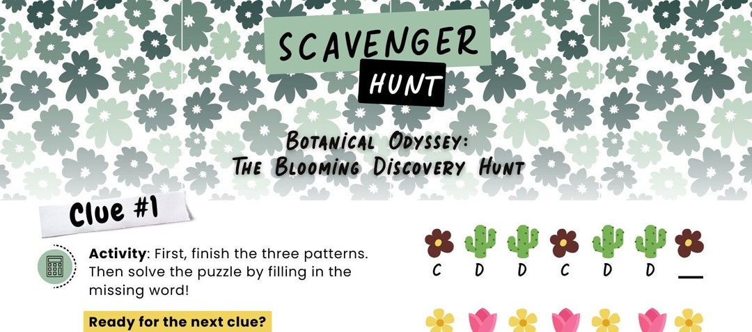 Educational Scavenger Hunt - Prek / Kindergarten (botanical Odyssey) - Etsy