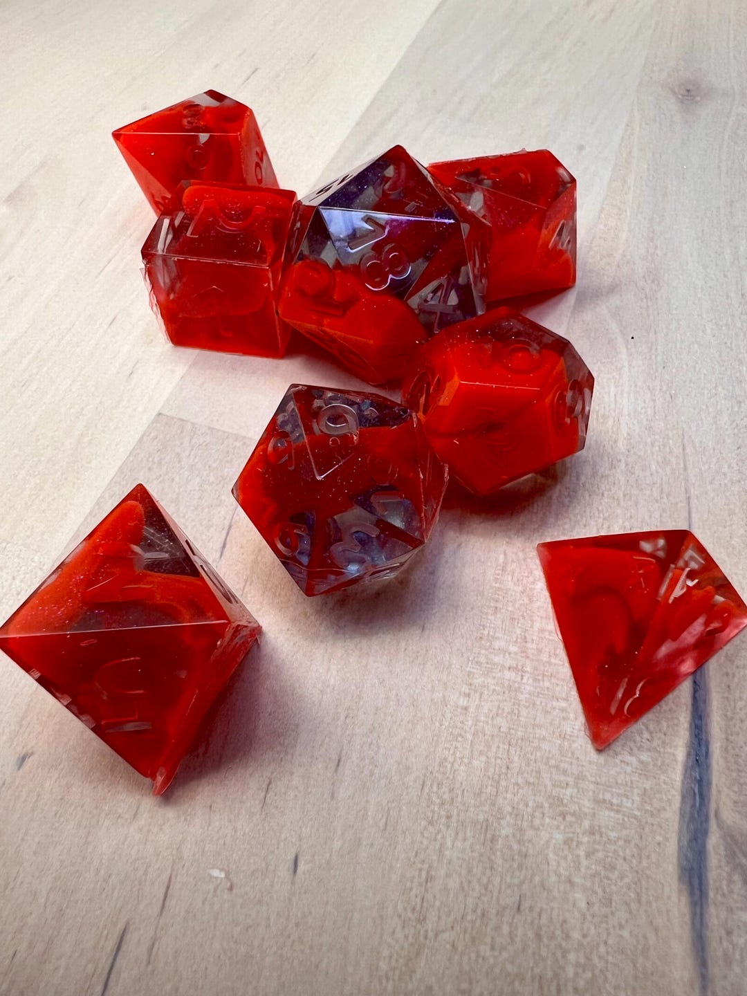 Red Lava in a Transparent Blue Field. Handcrafted Resin Dice | Sharp ...