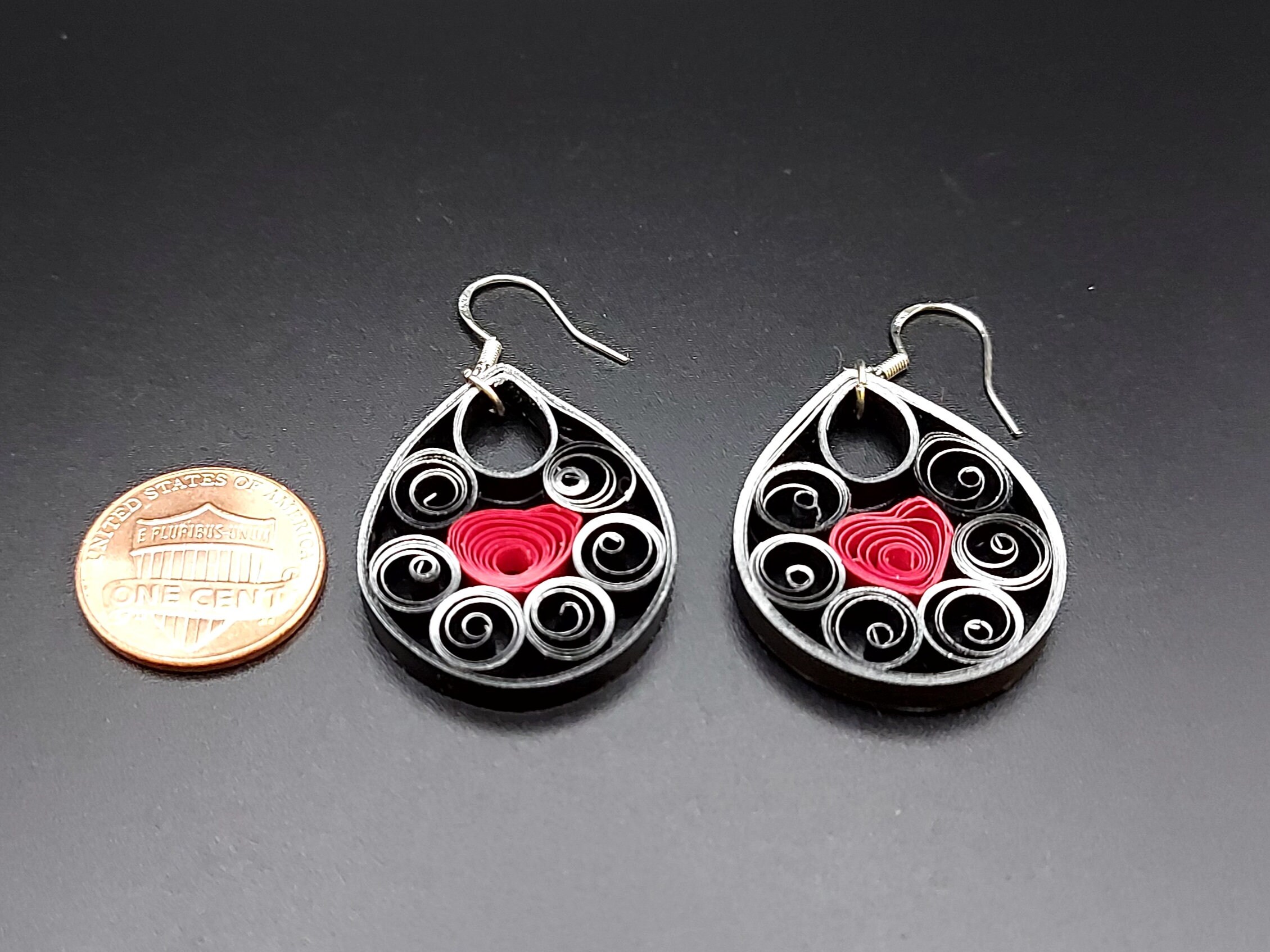 Deep in the Heart - Paper Quilling Earrings- Quilling Jewelry- Handmade ...