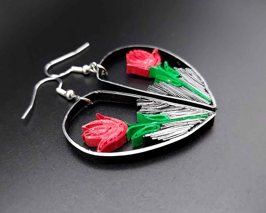 Flower by Heart - Paper Quilling Earrings- Quilling Jewelry- Handmade ...