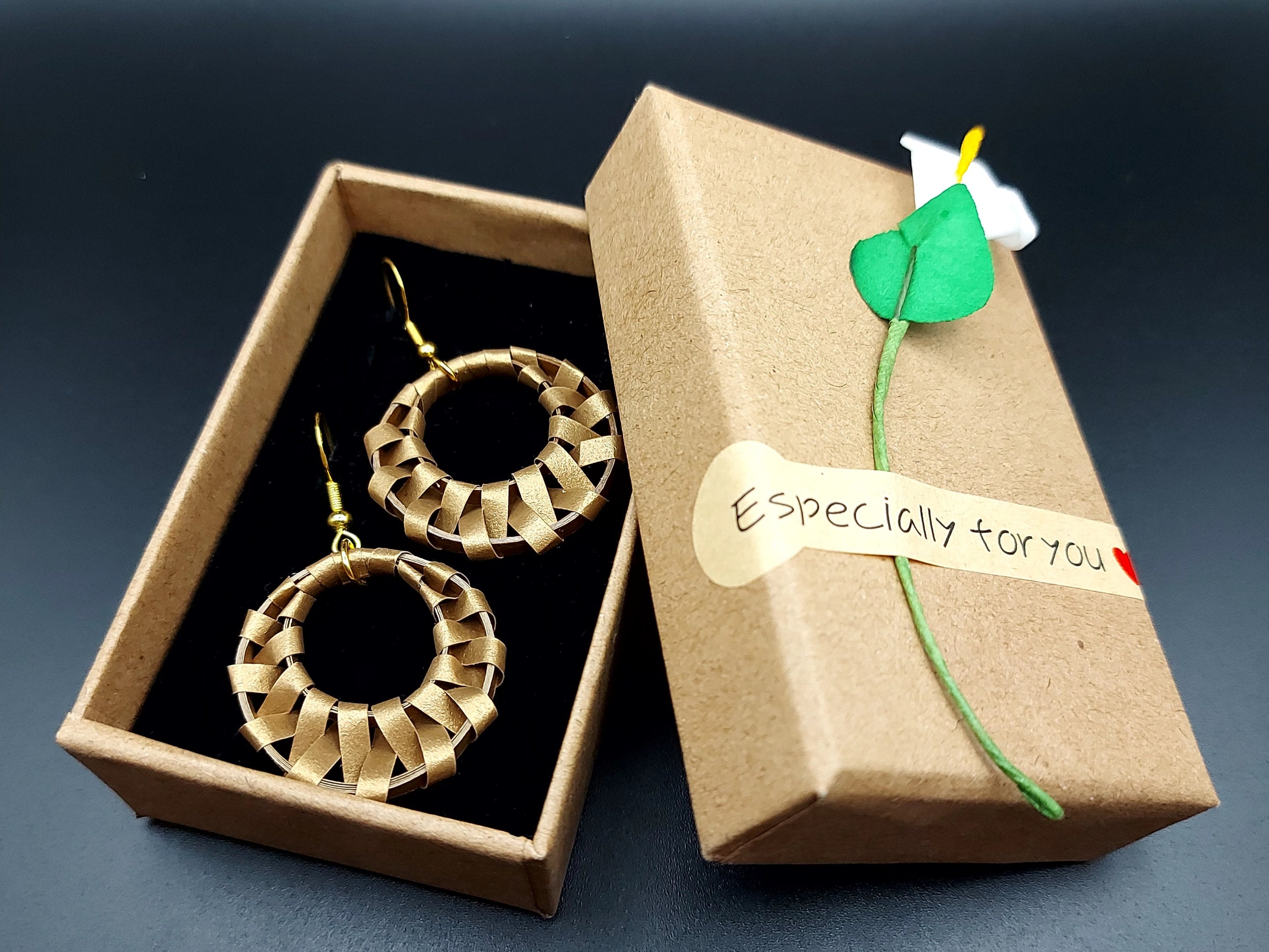 Antique Golden Knit Paper Quilling Earrings- Quilling Jewelry- Handmade ...