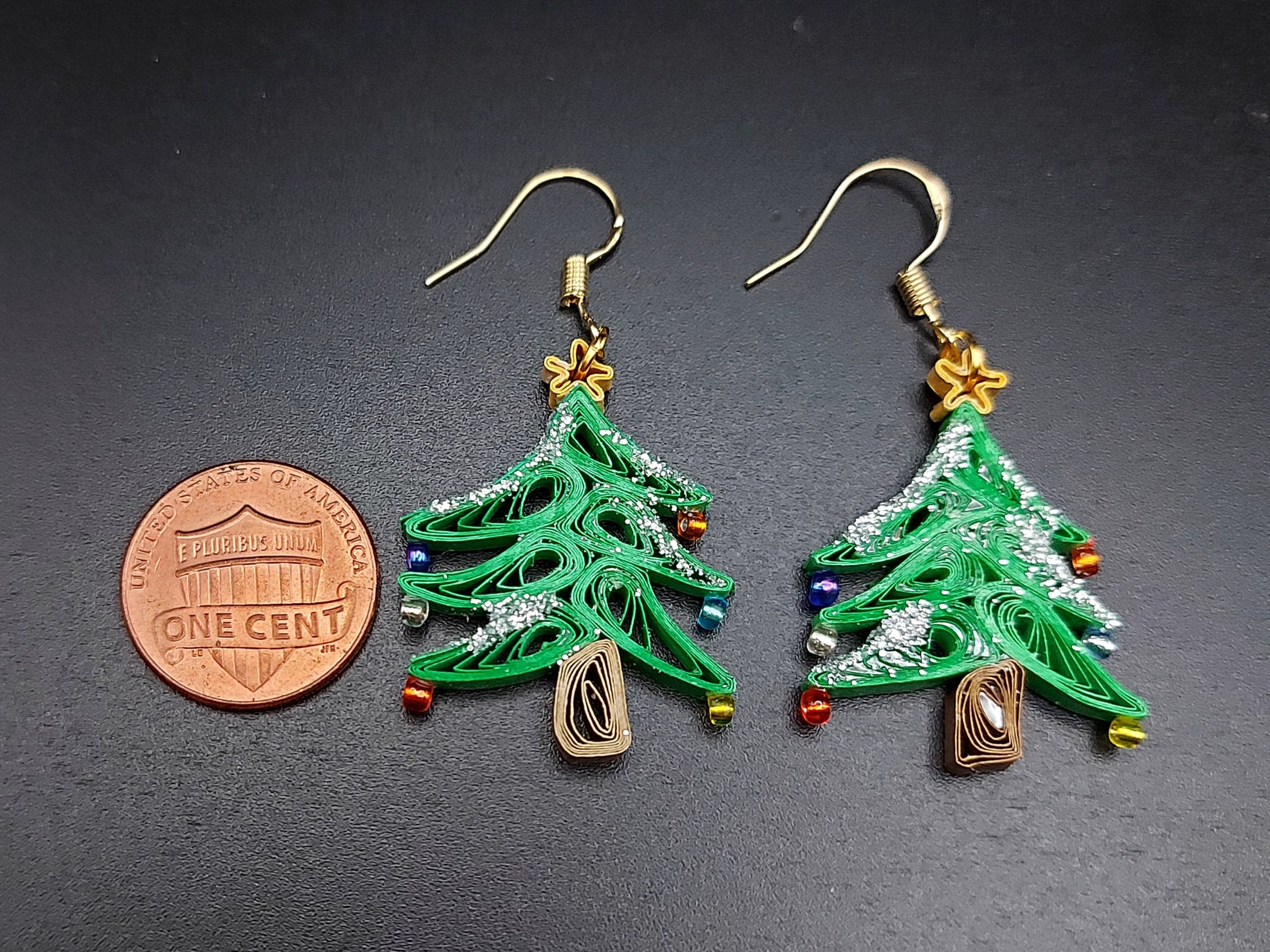 Christmas Tree Paper Quilling Earrings- Quilling Jewelry- Handmade ...