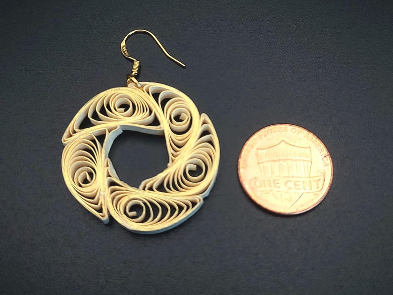 Gold Gilded on Ivory Windmills - Paper Quilling Earrings - Quilling ...