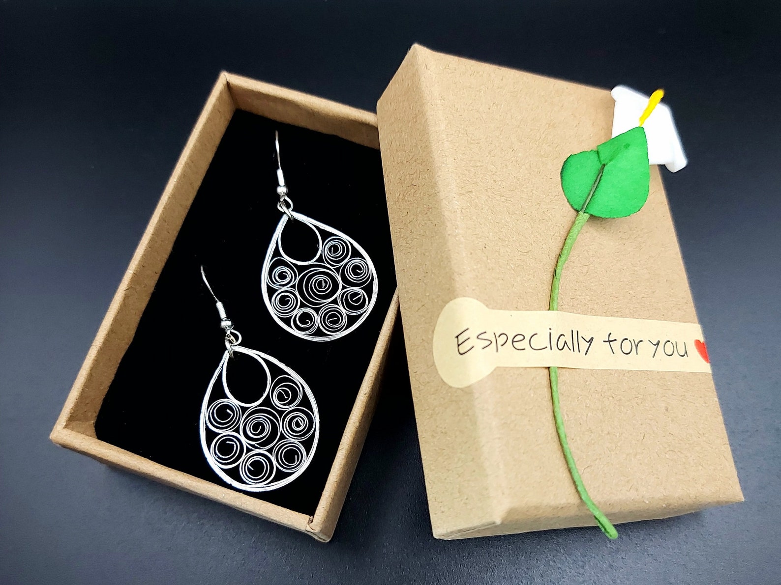 Silver Drop Paper Quilling Earrings- Quilling Jewelry- Handmade ...