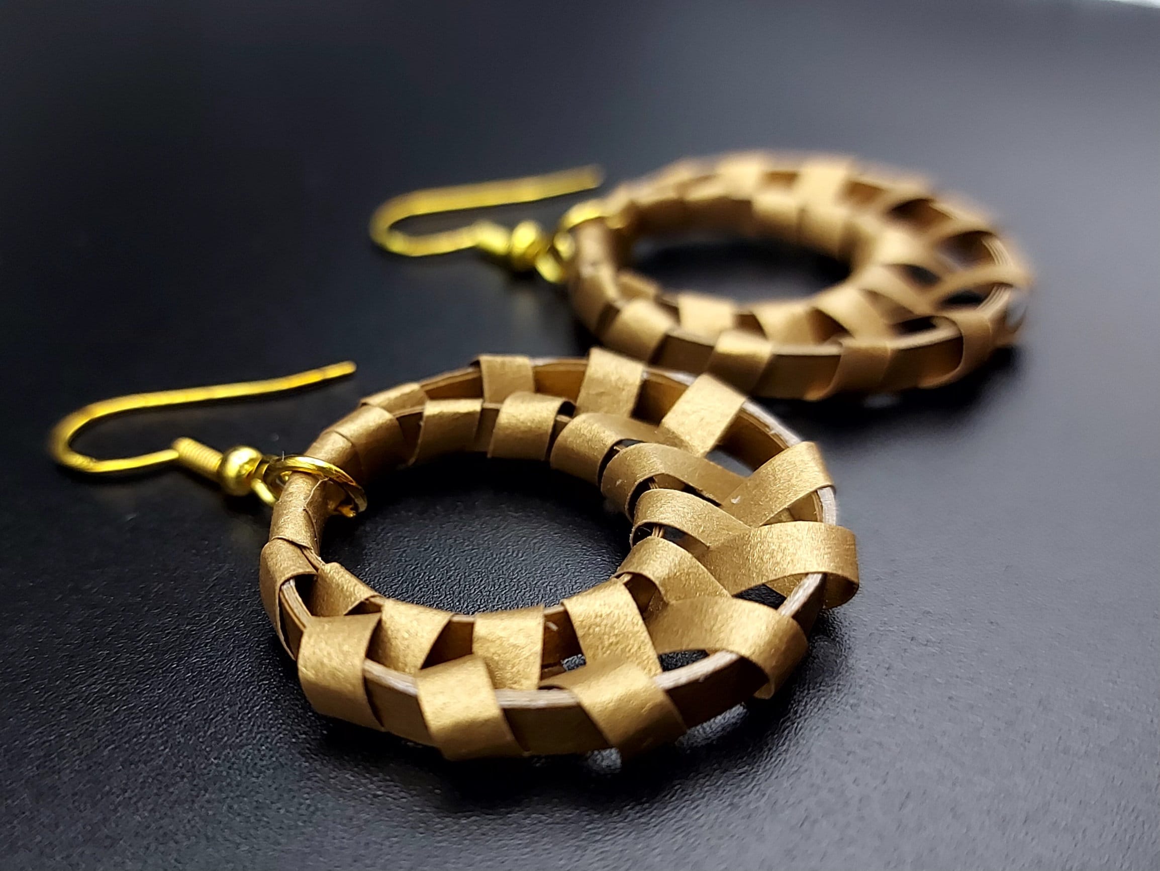 Antique Golden Knit Paper Quilling Earrings- Quilling Jewelry- Handmade ...