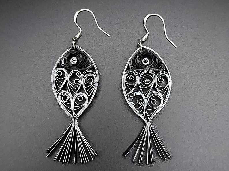 Lucky Fish Paper Quilling Earrings- Quilling Jewelry- Handmade Earrings ...